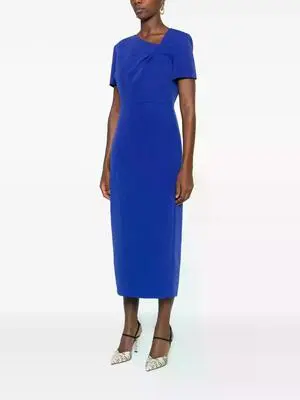 Roland Mouret Asymmetric Pleated Midi Dress