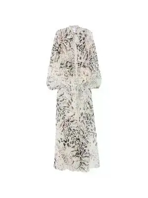 MAZZEI Animal-print Tie-fastening Maxi Dress - Neutrals