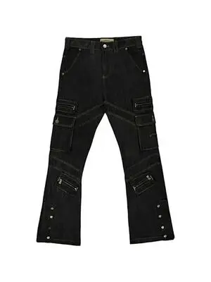 GODSPEED Rockstar Flared Cargo Jeans - Black