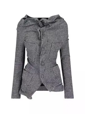 Junya Watanabe Draped Houndstooth Jacket - Grey