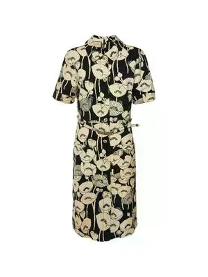 Gucci Poppy-print Belted Midi Dress