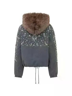 NOVELLE Embroidered Faux-fur-trim Jacket