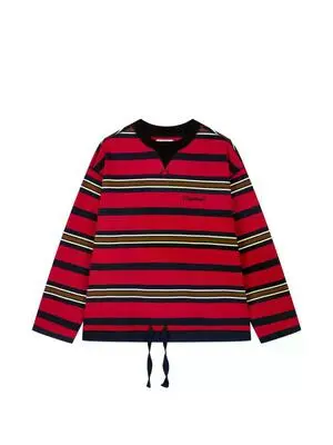 STUDIO TOMBOY Adjustable-hem Striped Sweatshirt - Red