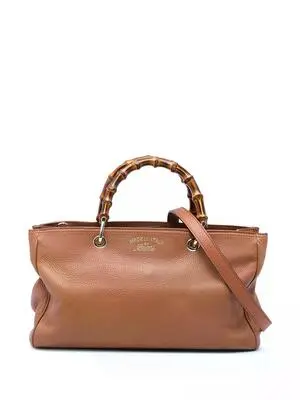 Gucci 2016-2026 Medium Calfskin Bamboo Shopper Satchel - Brown