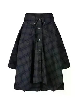 STUDIO TOMBOY Check-pattern Button-down Skirt - Grey