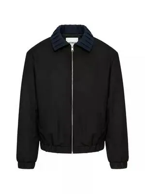 MEDEEA Pleated-collar Bomber Jacket - Black