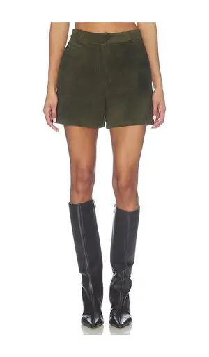 AEXAE Lamb Leather Suede Short - Olive