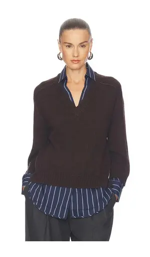 Brochu Walker V-neck Printed Layered Pullover Sweater