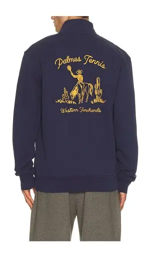 PALMES Western Quarter-zip Sweatshirt - Blue