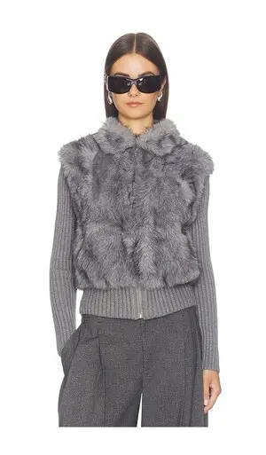 Source Unknown Meti Eco Fur Zip Cardigan