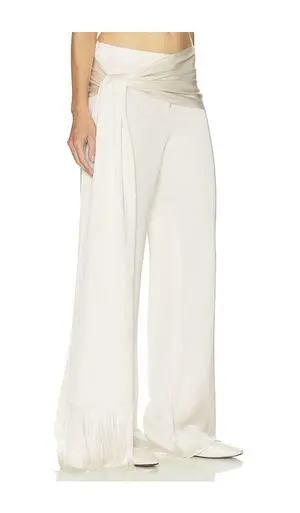 HELSA Satin Pants With Tie And Fringe