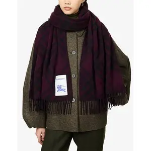 Burberry Brand-patch Checked Alpaca Wool Scarf