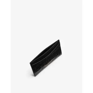 Whistles Branded Croc-embossed Shiny Leather Card Holder