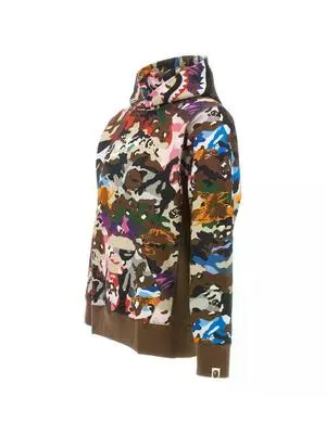A BATHING APE Camouflage-print Shark Hoodie - Brown