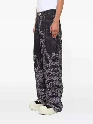 THUG CLUB Trompe-l'œil Chain-print Jeans