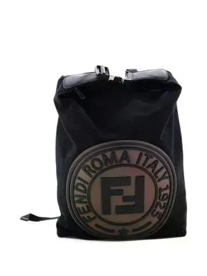 Fendi Ff Logo Stamp Buckle Canvas Large Backpack