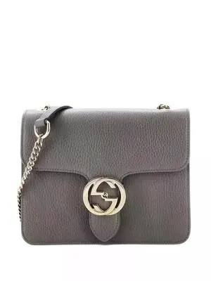Gucci Interlocking Leather Small Shoulder Bag - Grey