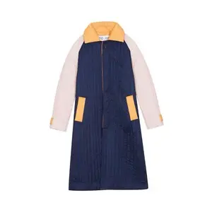 LONDON ATELIER BYPRODUCT Navy Orange Patchwork Block Quilt Long Jacket