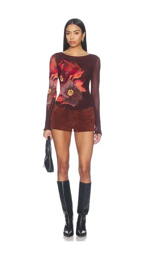 Free People Lilly Printed Long Sleeve Tee