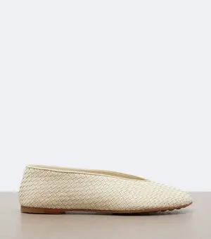 Bottega Veneta Rosa Intrecciato Leather Ballet Flats