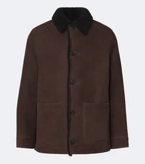 YVES SALOMON Shearling-lined Suede Jacket - Brown