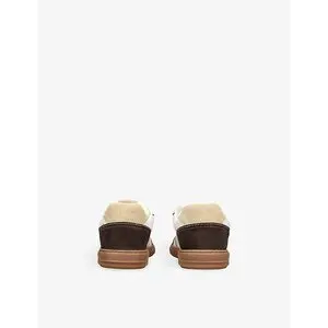 Versace Logo-tag Suede And Leather Trainers - White/oth