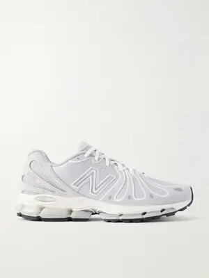NEW BALANCE Abzorb1890 Suede-trimmed Mesh Sneakers - Gray