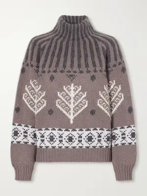 Brunello Cucinelli Fair Isle Intarsia-knit Cashmere Sweater - Brown