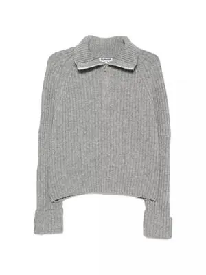 LA PISCINE Ribbed-knit Zip-neck Sweater - Grey