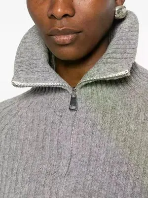 LA PISCINE Ribbed-knit Zip-neck Sweater