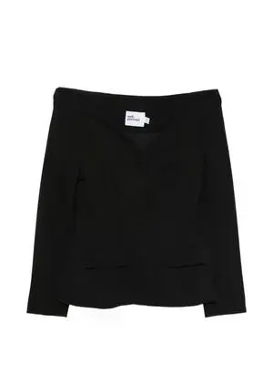 SELF-PORTRAIT Off-shoulder Button-up Jacket - Black