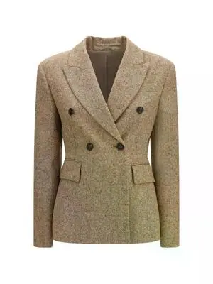 Brunello Cucinelli Virgin Wool Donegal Blazer With Monili - Brown