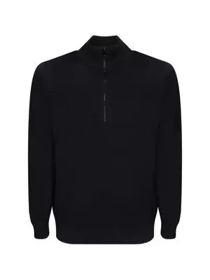 DELL'OGLIO Half-zip Knitted Sweater - Black