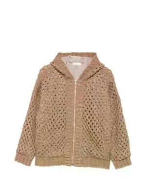 PANICALE Sequin-embellished Open-knit Cardigan - Neutrals