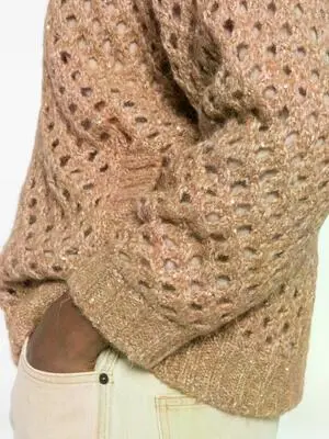 PANICALE Sequin-embellished Open-knit Cardigan