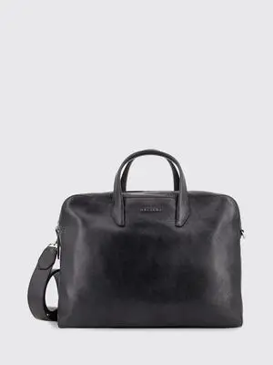 Orciani Work Lagoon Briefcase In Calfskin With Removable Shoulder Strap - Black
