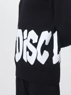 DISCLAIMER Cotton Crew-neck Sweater With Graffiti Print And Relaxed Fit - Black