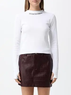 DISCLAIMER Slim Fit Long-sleeved Stretch Cotton Top With Logo - White