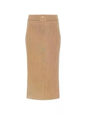 Paul & Shark Ribbed-knit Button-down Skirt - Brown