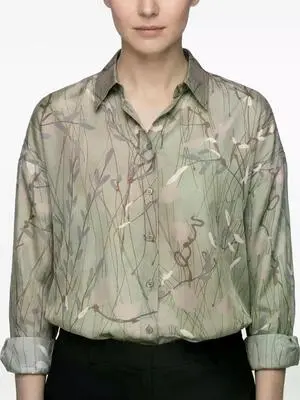 Brunello Cucinelli Leaf-print Silk Shirt - Green