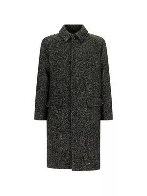 SEBAGO Herringbone-pattern Single-breasted Coat - Black