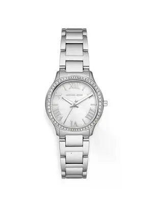 Michael Kors Mini Sage Pavé Silver-tone Watch - White