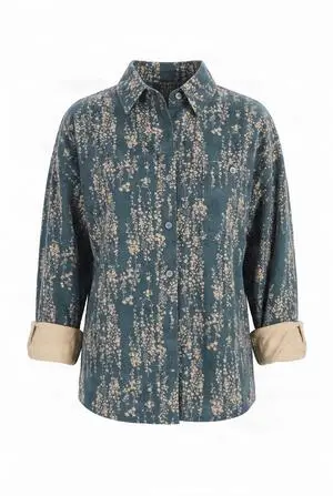 KOMODO Hanako Organic Cotton Shirt Floral - Blue