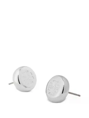 Tory Burch Logo-engraved Stud Earrings - Silver