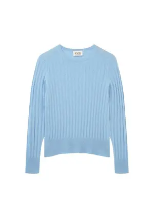 LOOP CASHMERE Cashmere Wide Rib Sweater In Cerulean - Blue