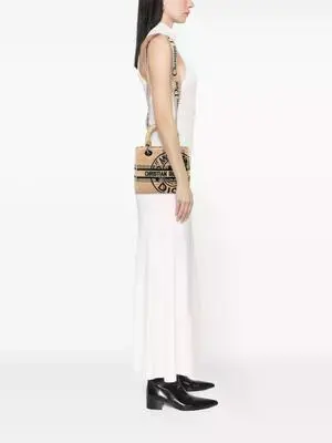 Dior 2022 Medium Jute Embroidered Lady D Lite Satchel