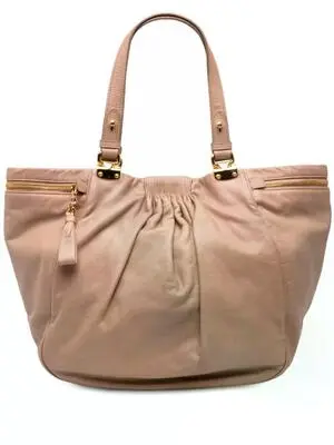 Miu Miu 2010 Lambskin Side Pocket Tote Bag - Pink