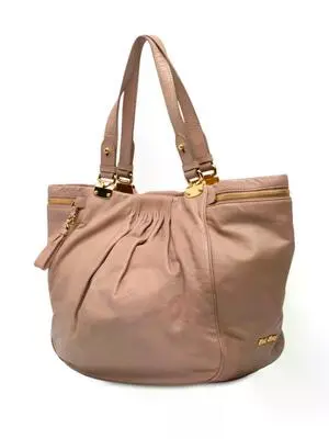 Miu Miu 2010 Lambskin Side Pocket Tote Bag - Pink