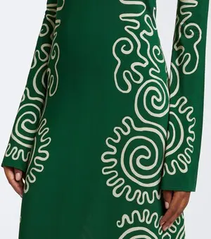 CALA DE LA CRUZ Amay Printed Satin Maxi Dress