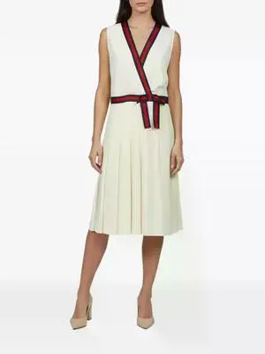 Gucci Stripe Pleated Midi Dress - Neutrals